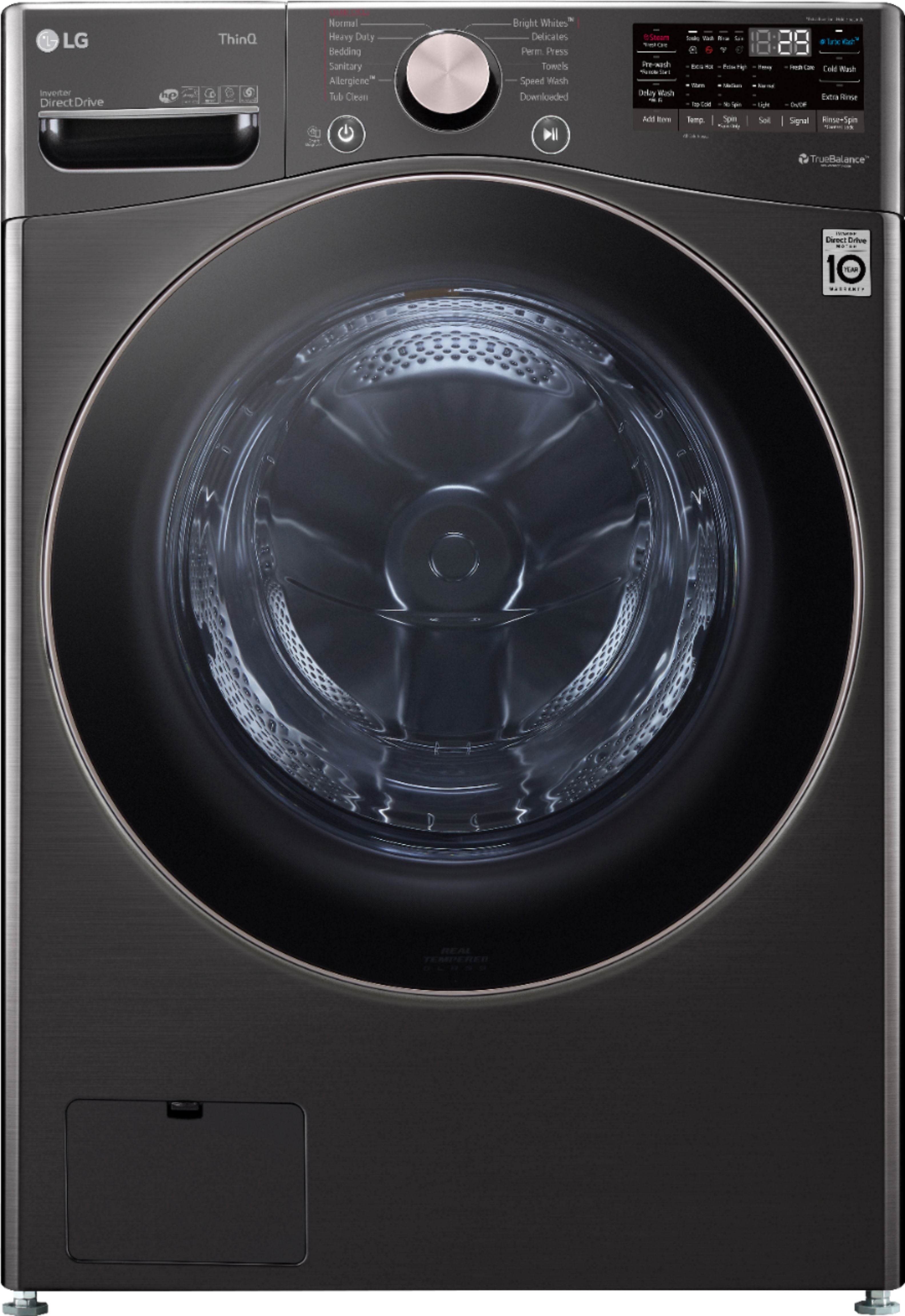 LG - 4.5 Cu. Ft. High Efficiency Stackable Smart Front-Load Washer wit ...